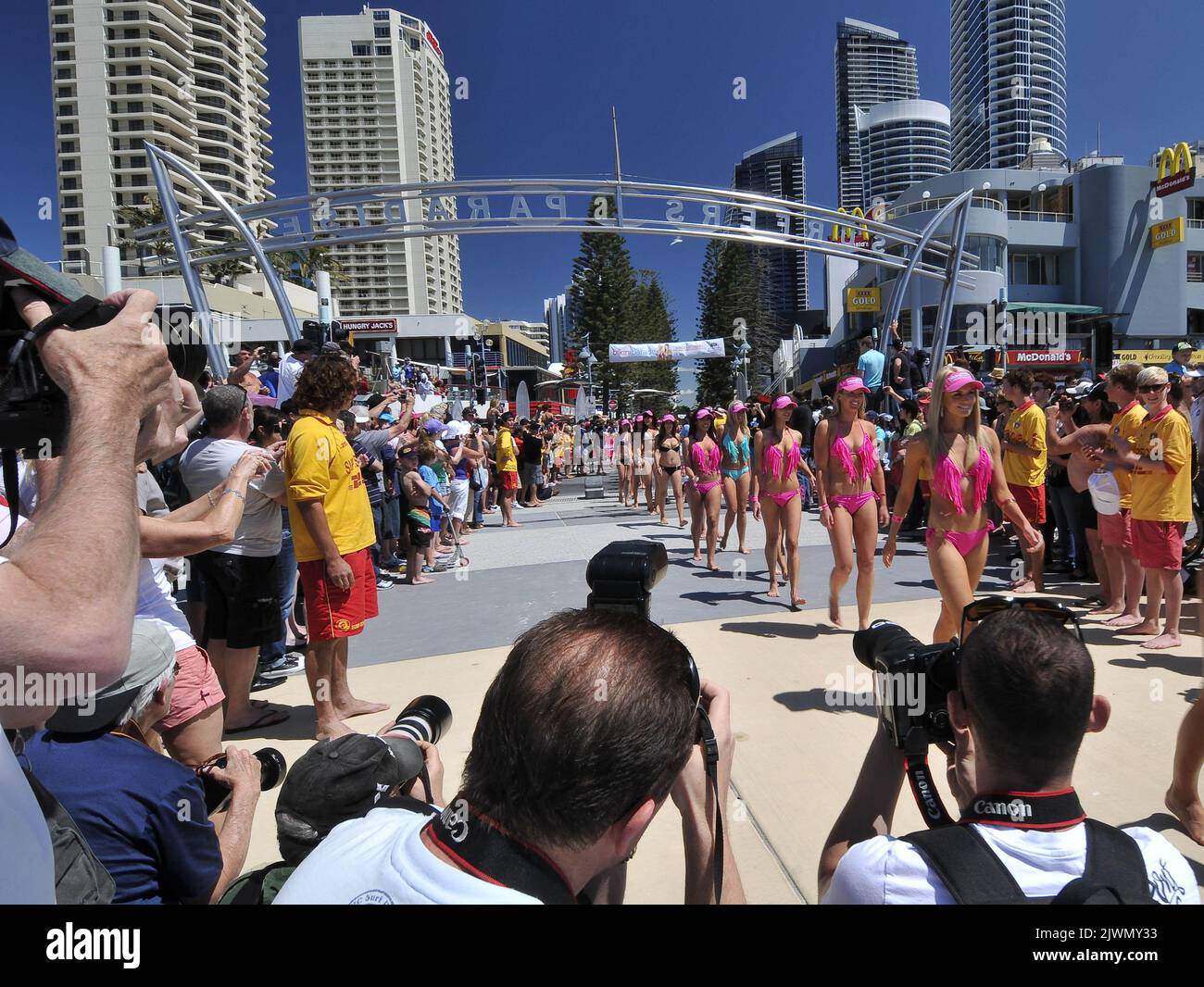 A supplied photo of women parading during the world record bikini ...