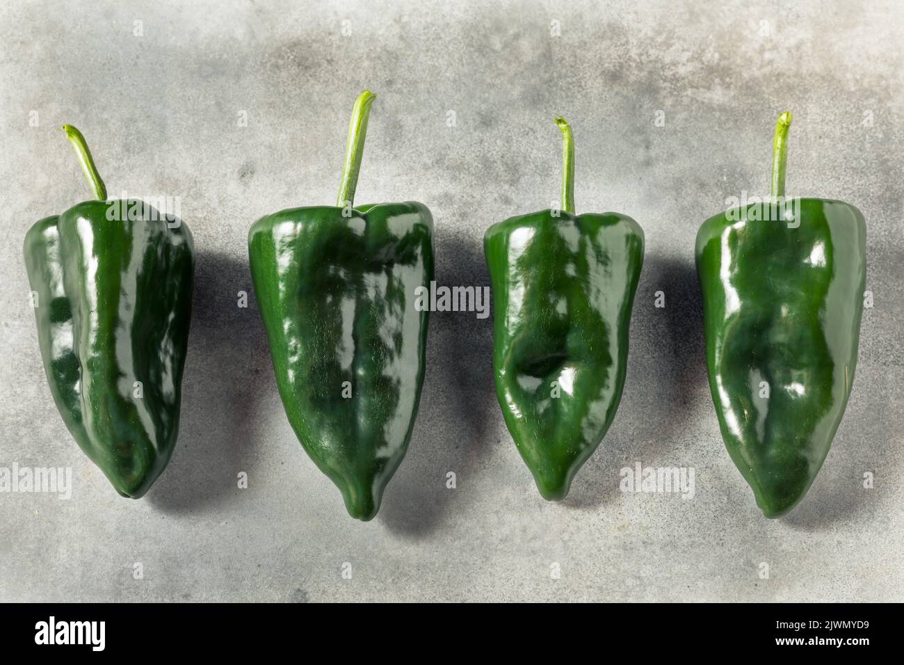 Raw Green Organic Poblano Peppers Ready to Cook Stock Photo - Alamy