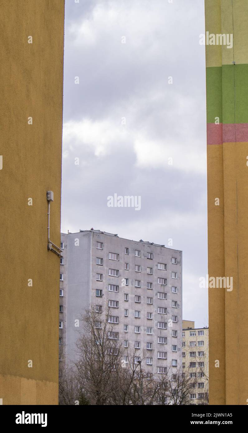 City block between two buildings Stock Photo - Alamy