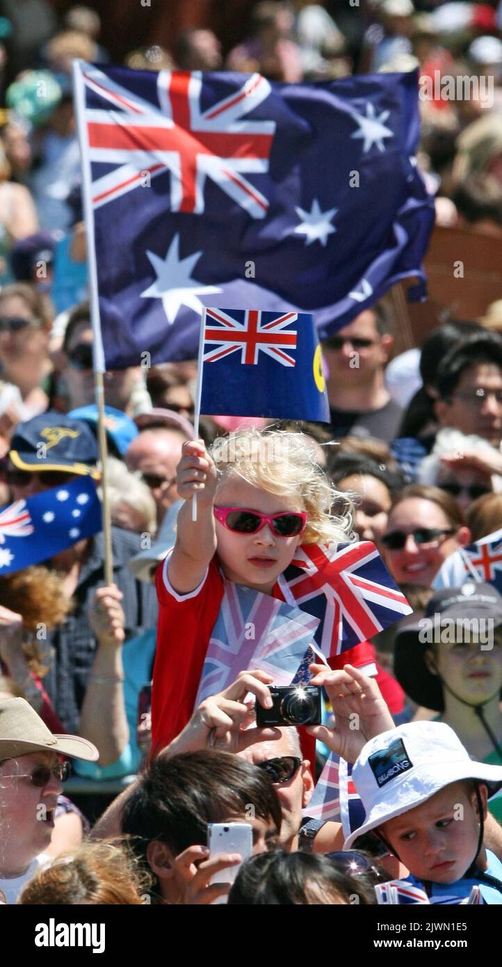 A young royal fan waves the flag for Queen Elizabeth ll during The Big ...