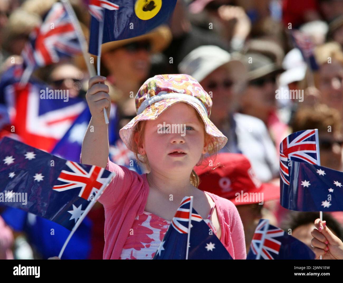 A young royal fan waves the flag for Queen Elizabeth ll during The Big ...
