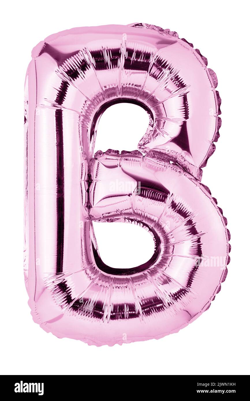Letter B in pink mylar balloon isolated on white Stock Photo - Alamy