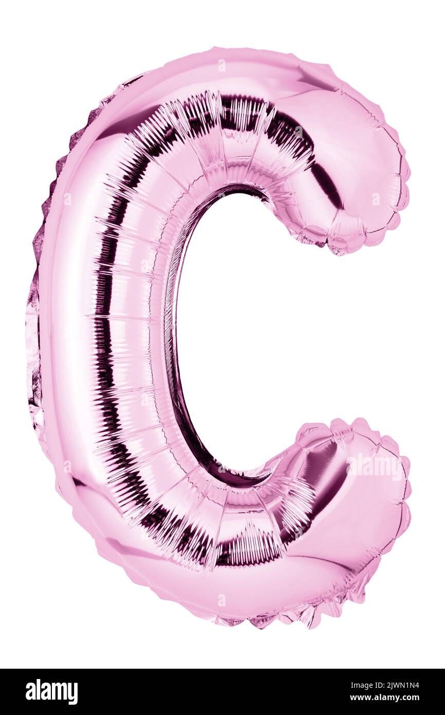 Letter C in pink mylar balloon isolated on white Stock Photo - Alamy