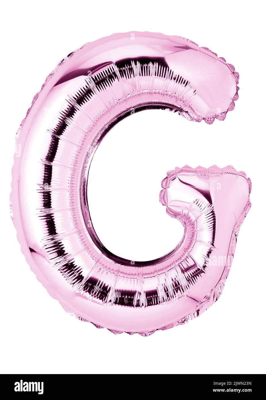 Letter G in pink mylar balloon isolated on white Stock Photo - Alamy