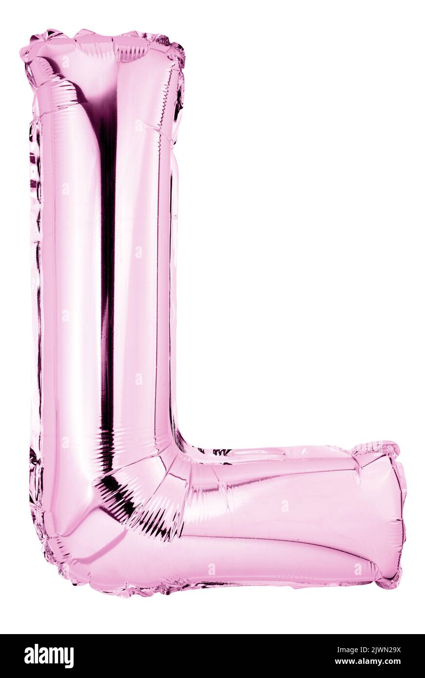 Letter L in pink mylar balloon isolated on white Stock Photo - Alamy