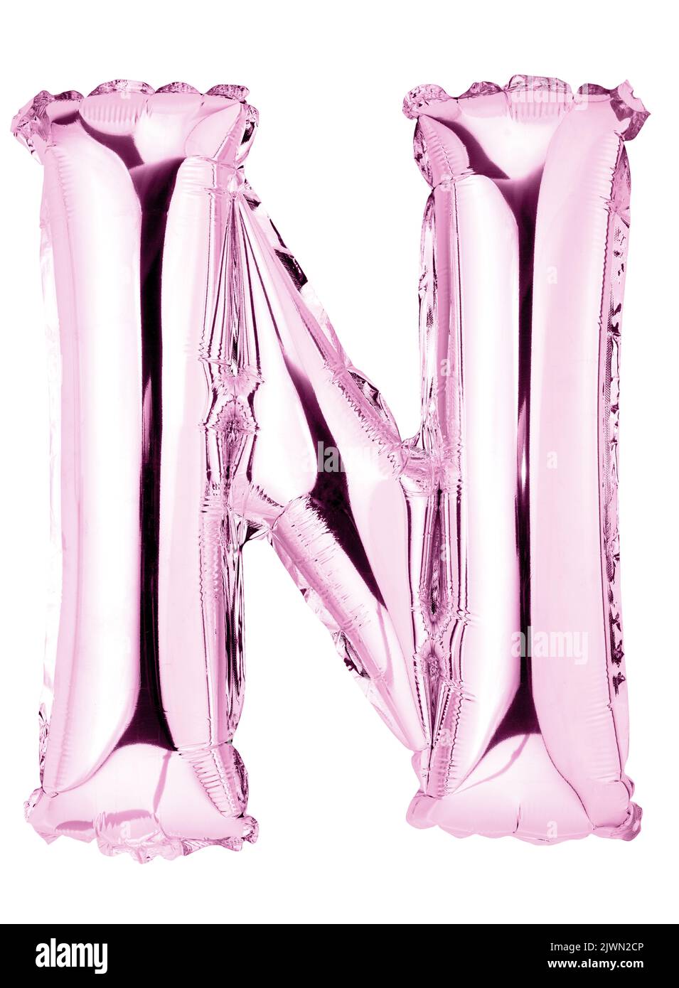 Letter N in pink mylar balloon isolated on white Stock Photo - Alamy