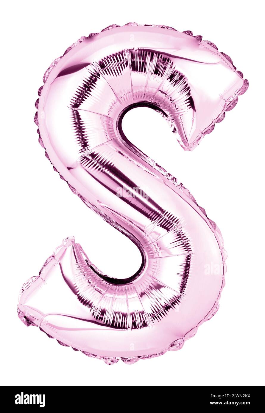 Letter S in pink mylar balloon isolated on white Stock Photo - Alamy