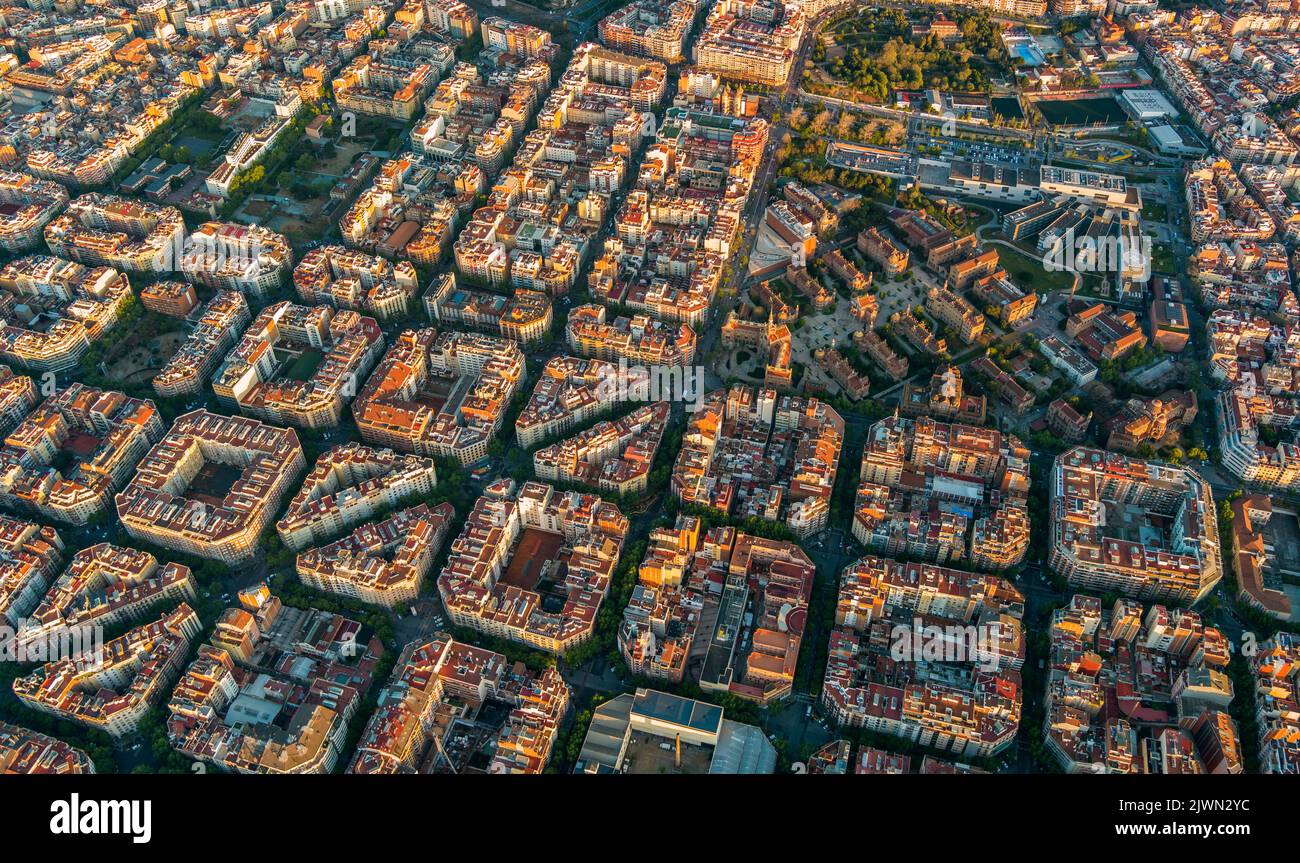 Barcelona skyline and Hospital of the Holy Cross and Saint Paul (de la ...