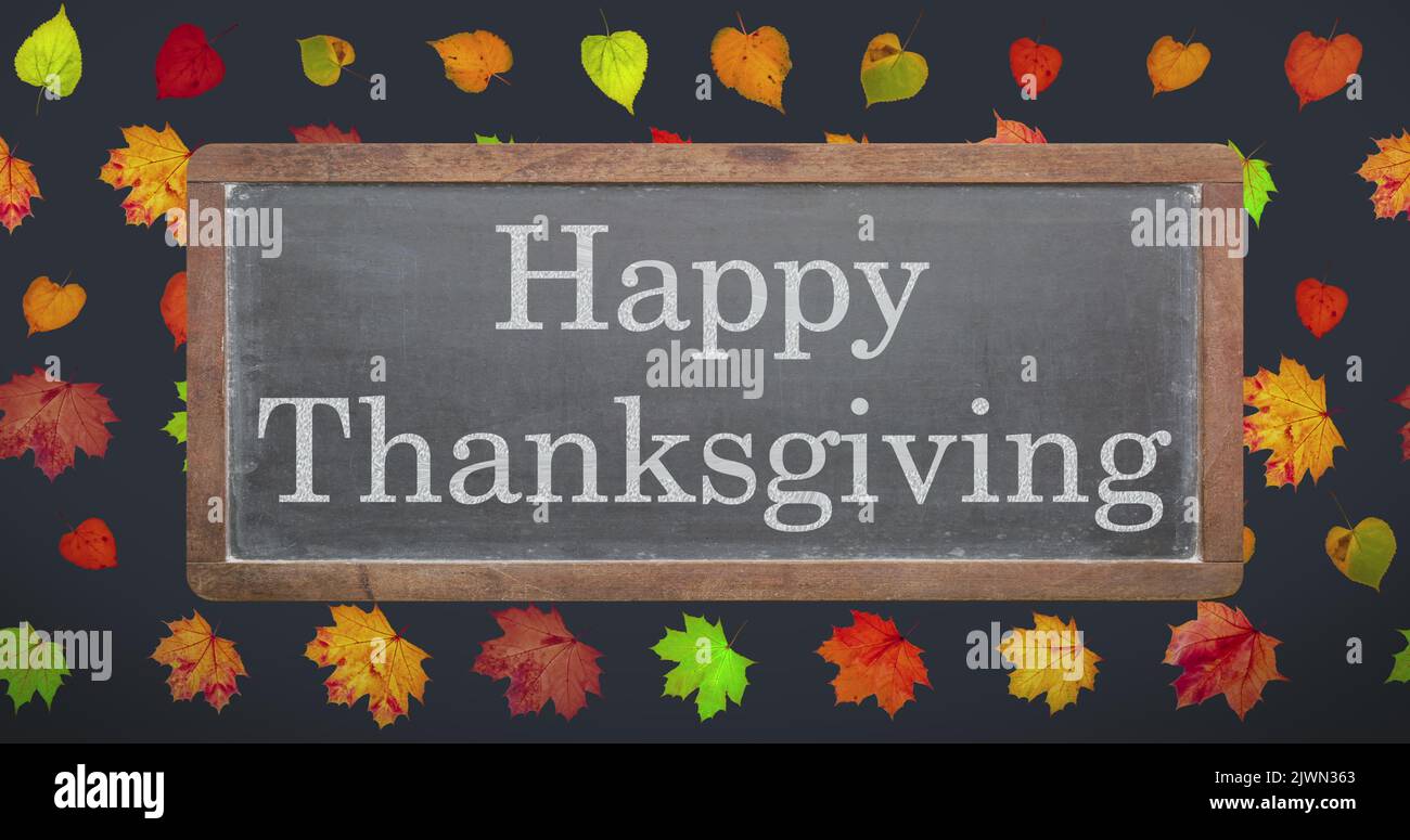 Animated pattern of rotating dry autumn leaves with congratulations on ...