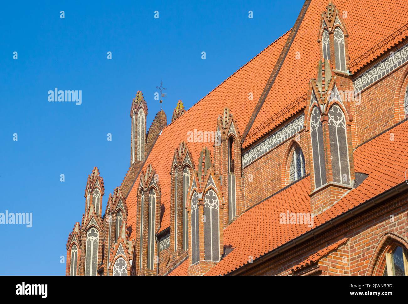 Decorated little towers on the roof of St. James church in Torun ...