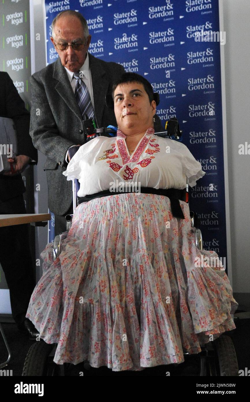 Ian Rowe (left) and his thalidomide victim daughter Lynette Rowe, leave ...