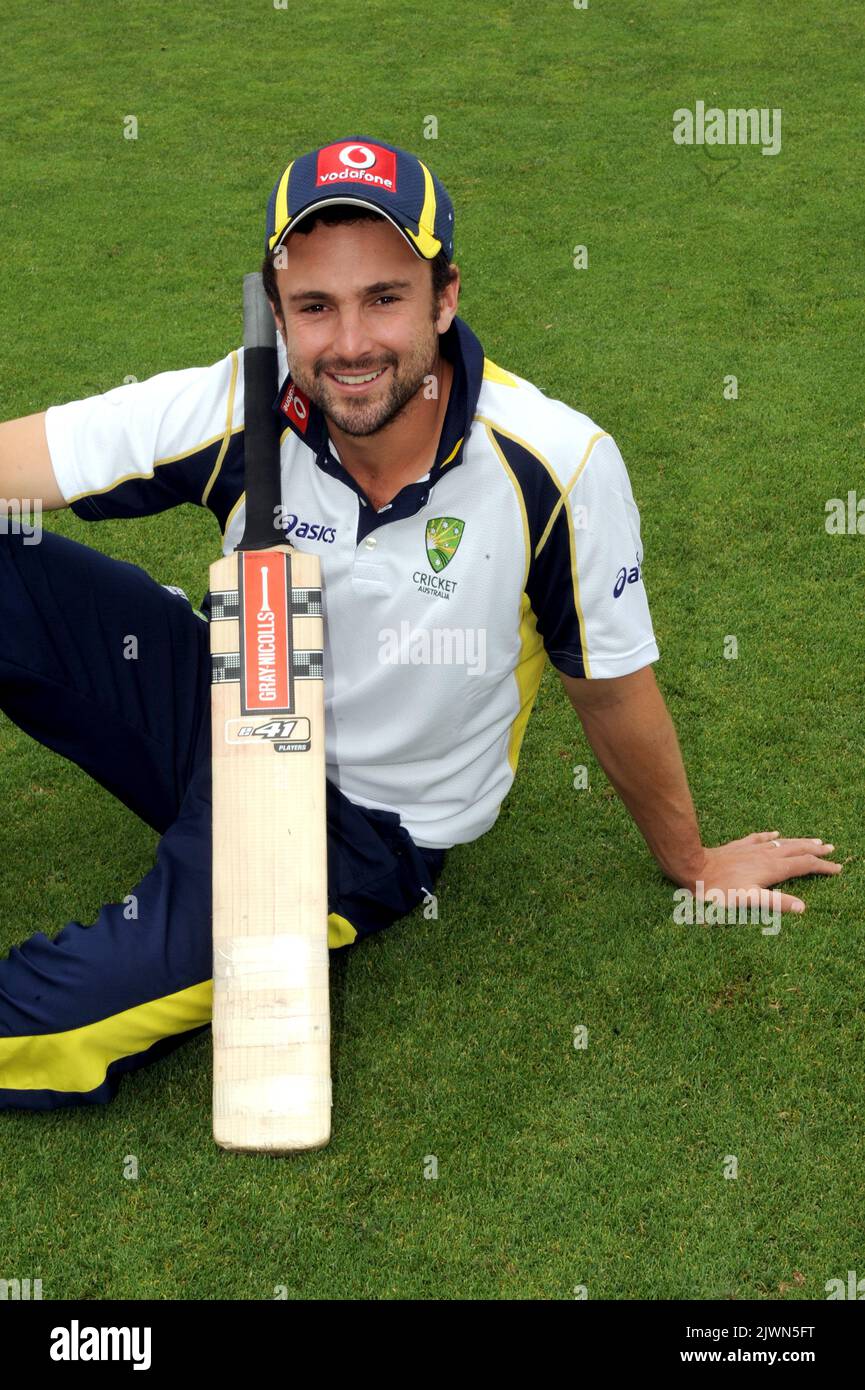 Australian batsman Ed Cowen poses for the camera's at Manuka Oval in ...