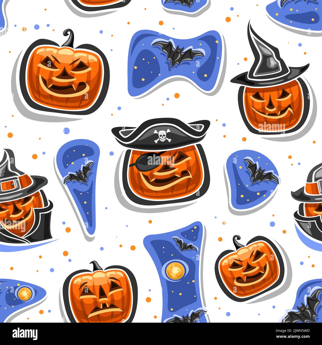 Vector Halloween seamless pattern, repeating background with cut out ...