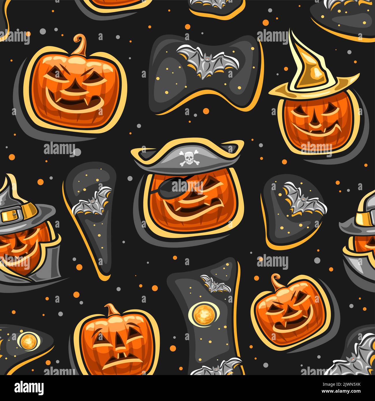 Vector Halloween seamless pattern, repeating background with cut out ...