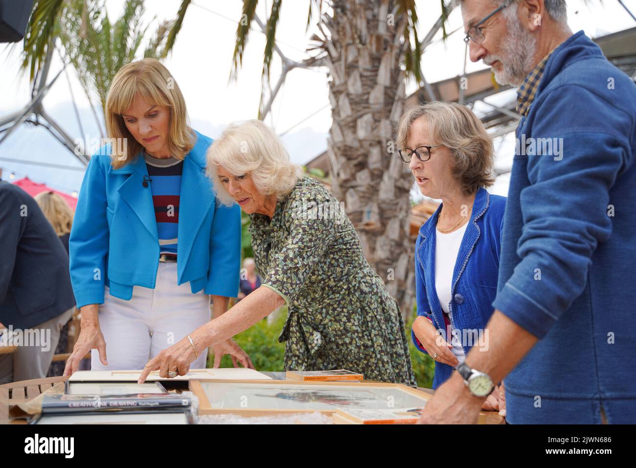 The Duchess of Cornwall (second left) with BBC presenter Fiona Bruce ...