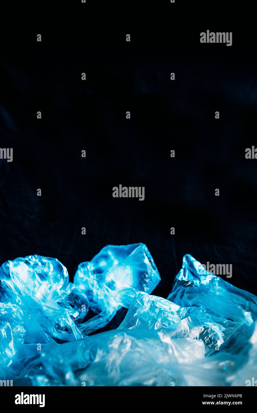 ocean pollution ecology problem blue cellophane Stock Photo - Alamy