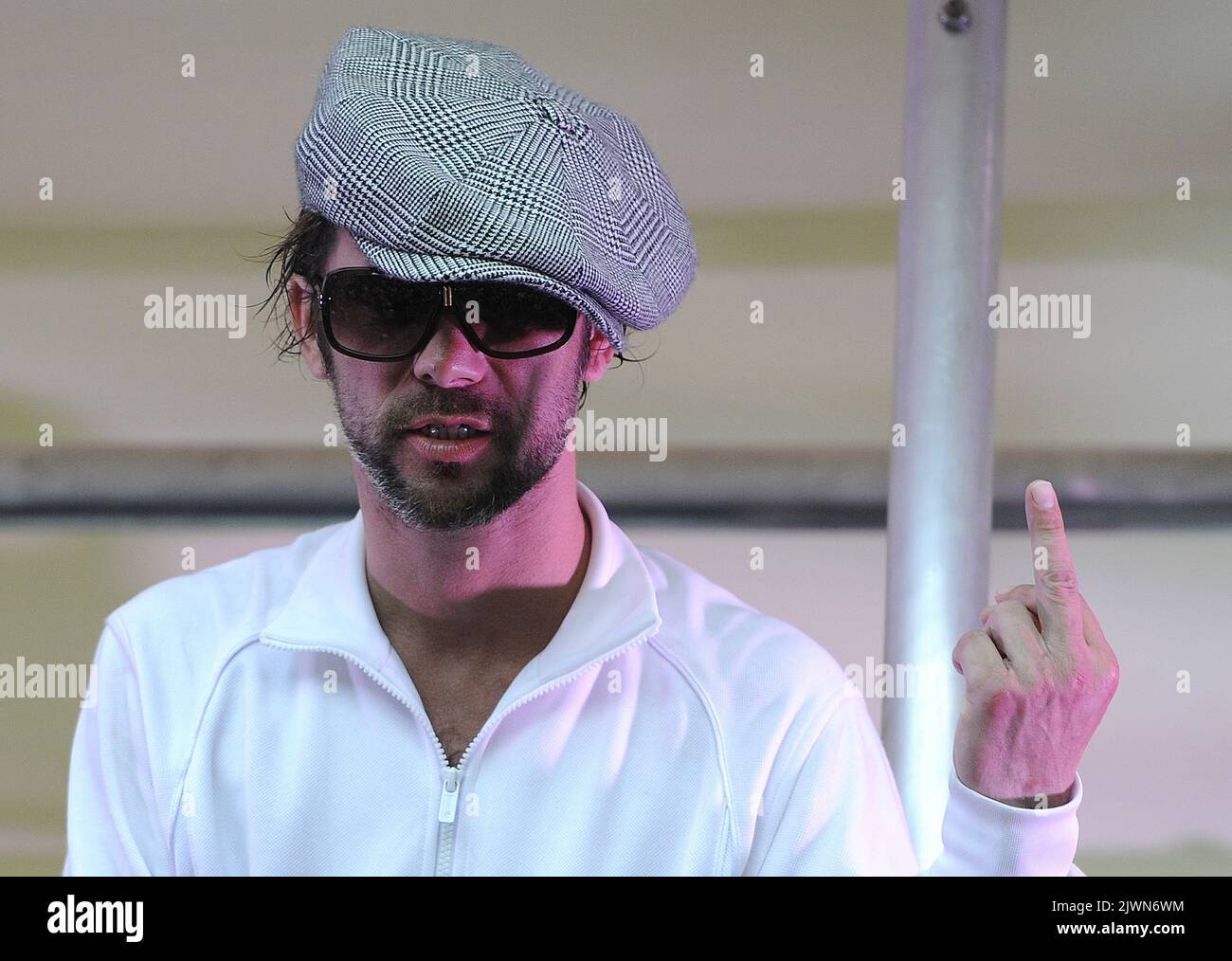 Singer Jay Kay of English band Jamiroquai gestures during the opening ...