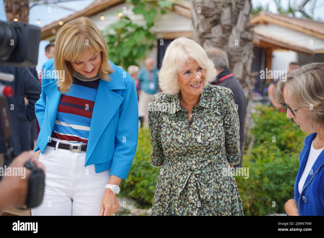 The Duchess of Cornwall with BBC presenter Fiona Bruce (left) during a ...