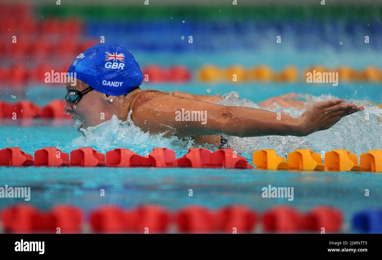 Ellen Gandy of Great Britain in full flight during the final of the ...
