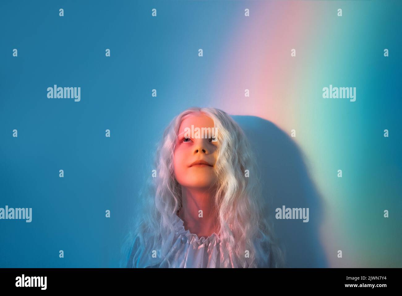 child fantasy kid imagination blonde girl rainbow Stock Photo - Alamy