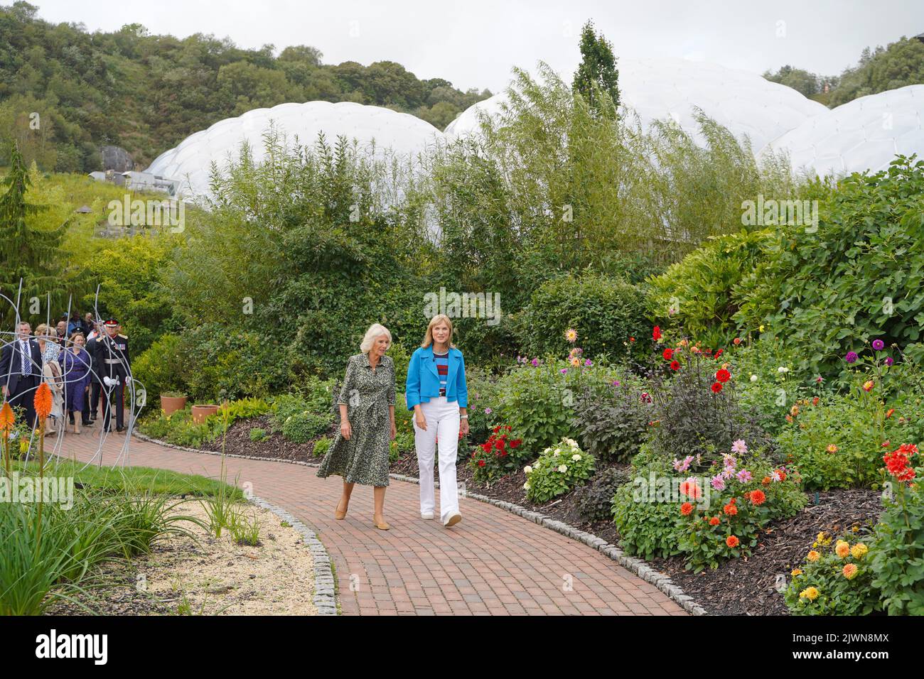 The Duchess of Cornwall (left) with BBC presenter Fiona Bruce during a ...