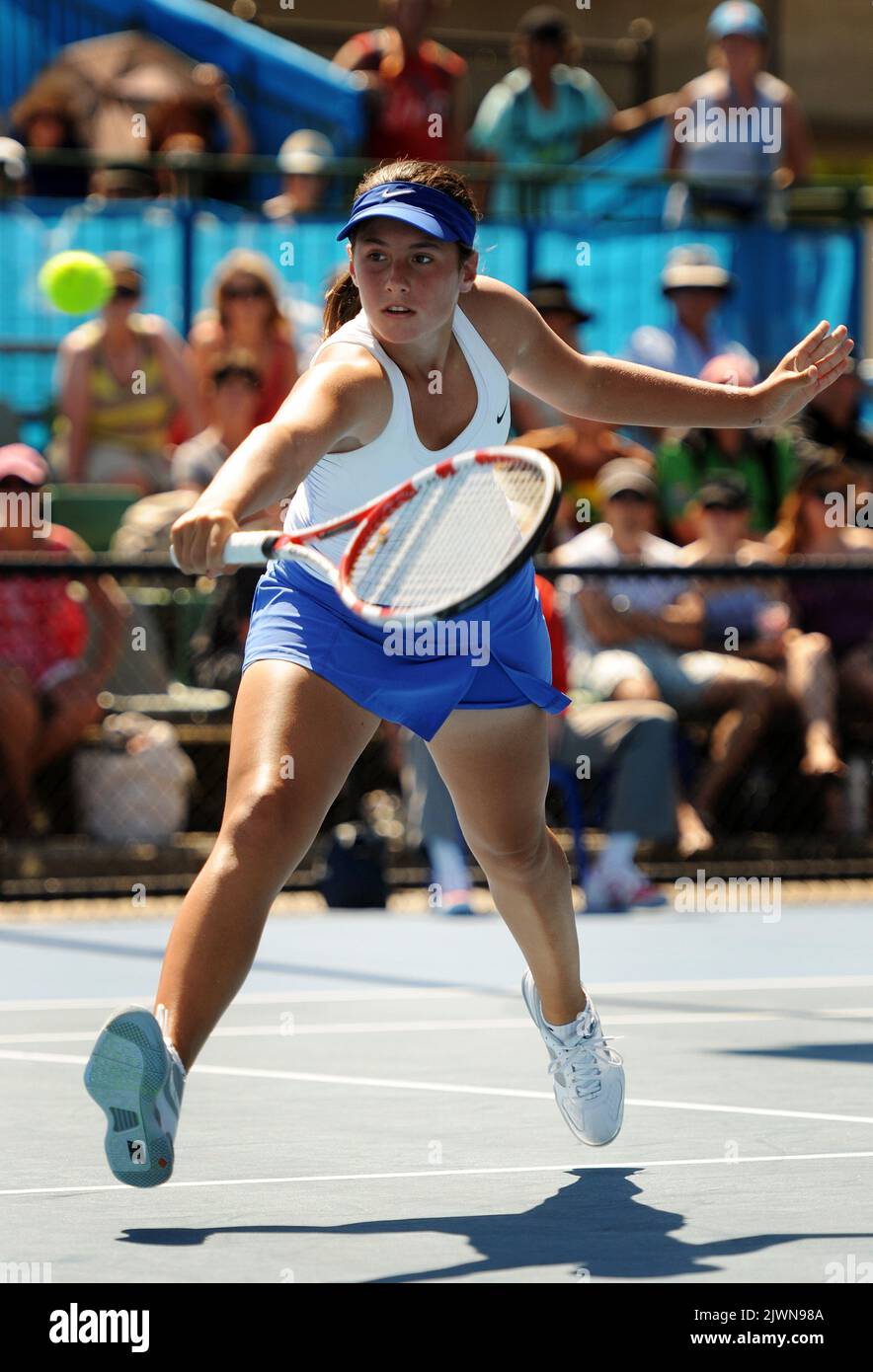 Sara Tomic of Australia returns to Christina Makarova of the USA during ...