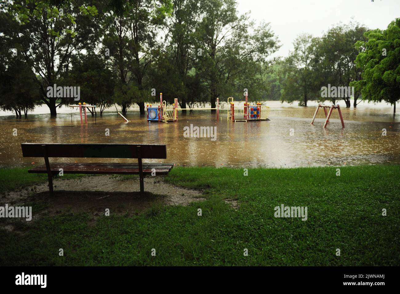 A children's playground if flooded at Riverside Park in Kempsey ...
