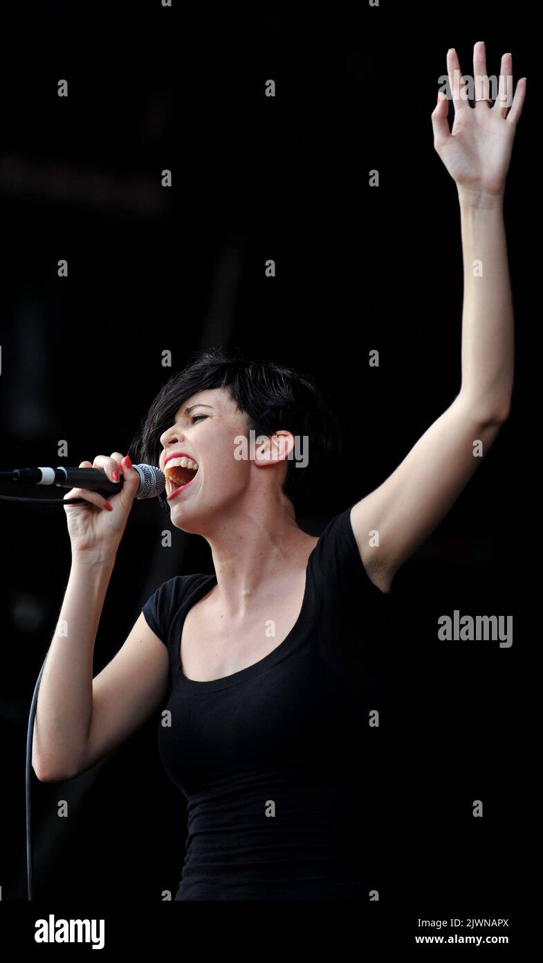 Singer with the band The Jezabels, Hayley Mary, performs at the Big Day ...