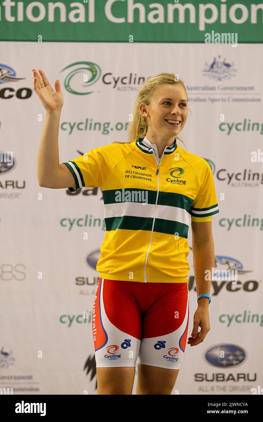 South Australia's Annette Edmondson, Champion of Champions, waves at ...