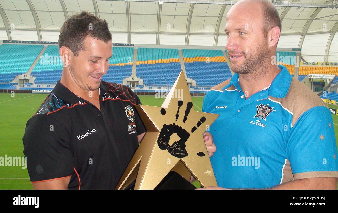 Gold Coast Titans' All Stars representatives Greg Bird (left) and Luke ...