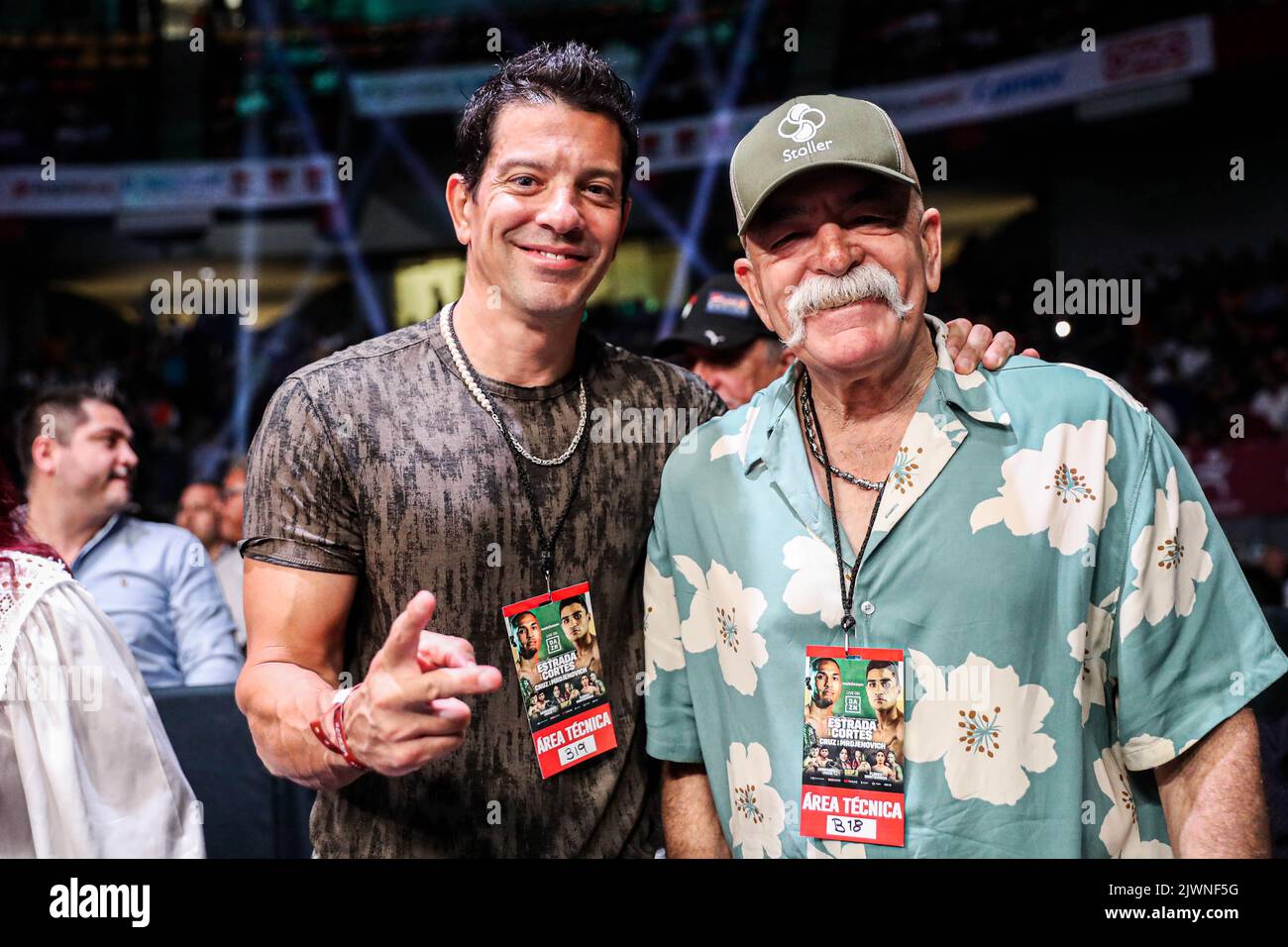 HERMOSILLO, MEXICO - SEPTEMBER 03: singer Yahir (L) and his father ...