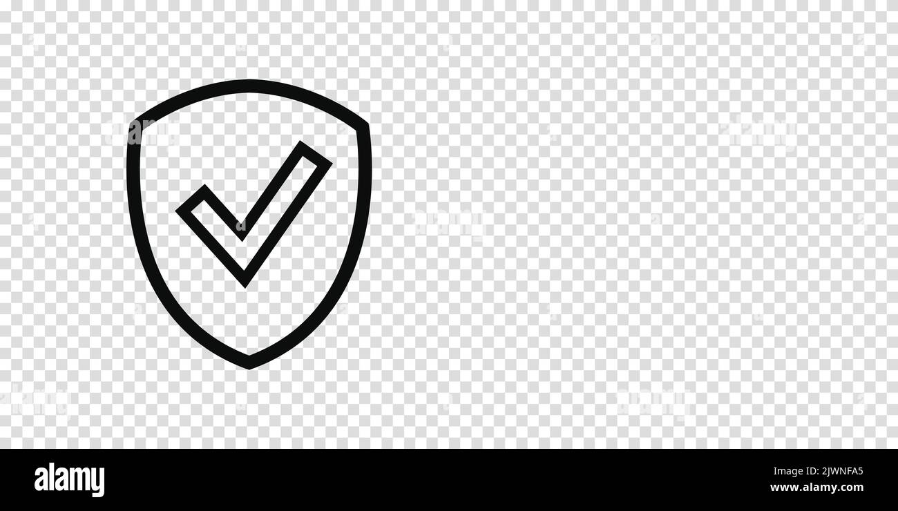 Black icon of a shield and a check mark. Place for text. Copy space. Information protection and ...