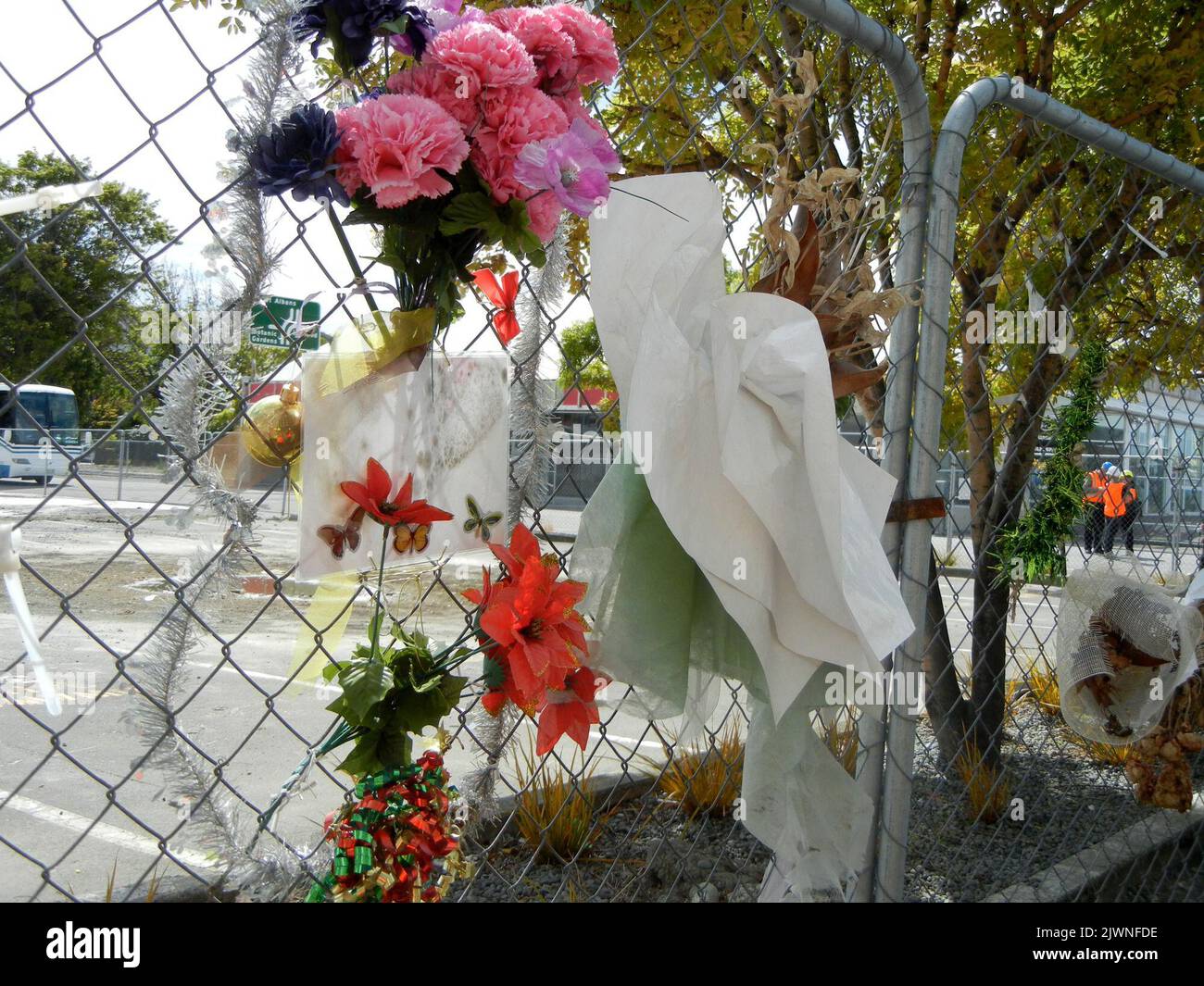 Flowers and soft toys left as a memorial to 115 people who died in the ...