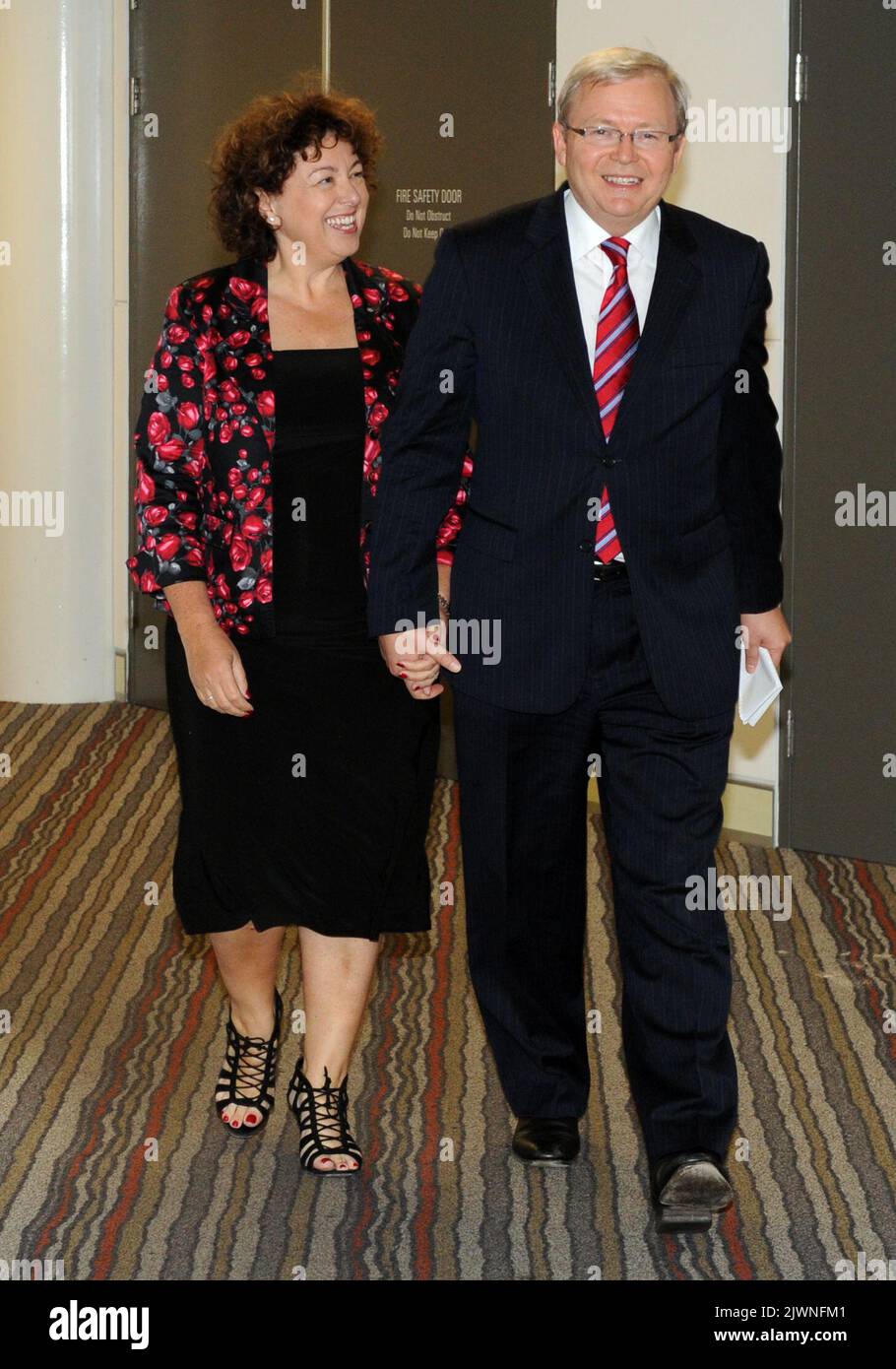 Former Foreign Minister Kevin Rudd and his wife Therese Rein arrive at ...