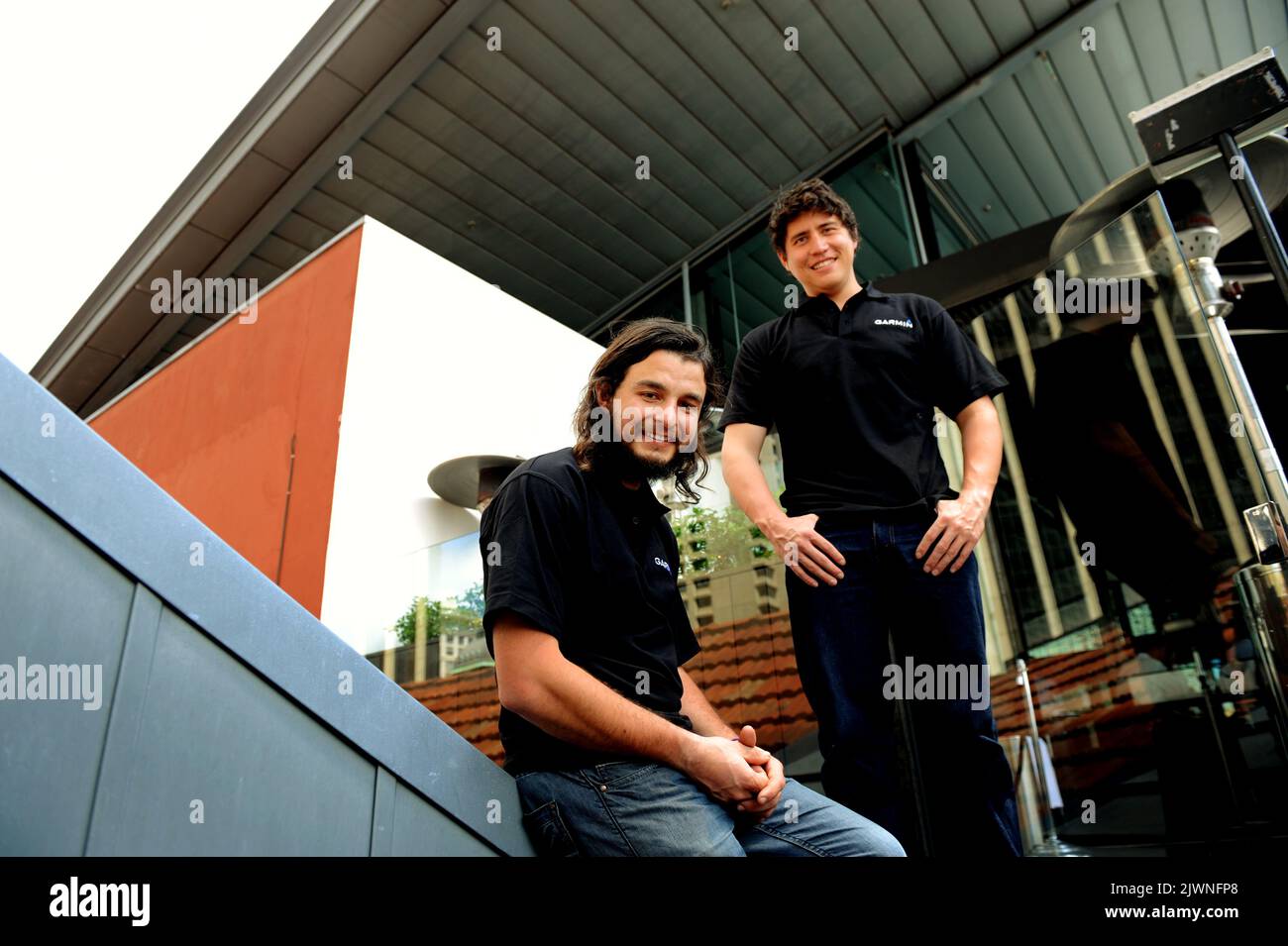 Australian adventurers James Castrission (left) and Justin Jones pose ...