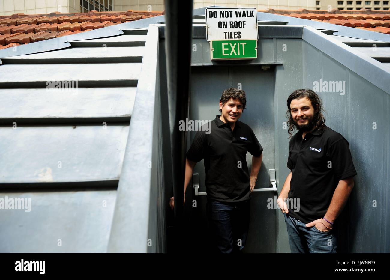 Australian adventurers James Castrission (right) and Justin Jones poses ...