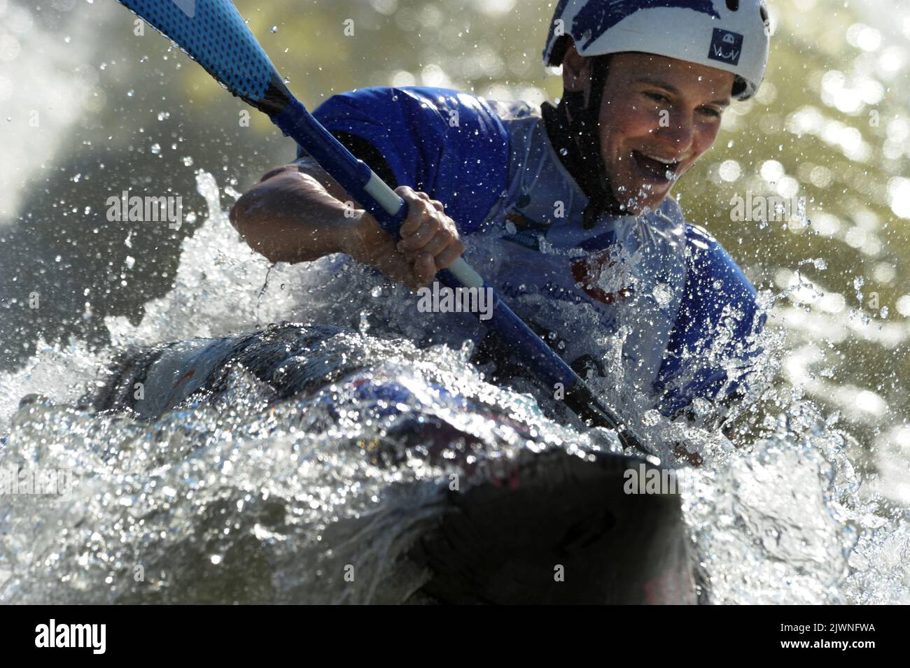 Katerina Hoskova of Czech Republic competing in the women's K1 heats ...