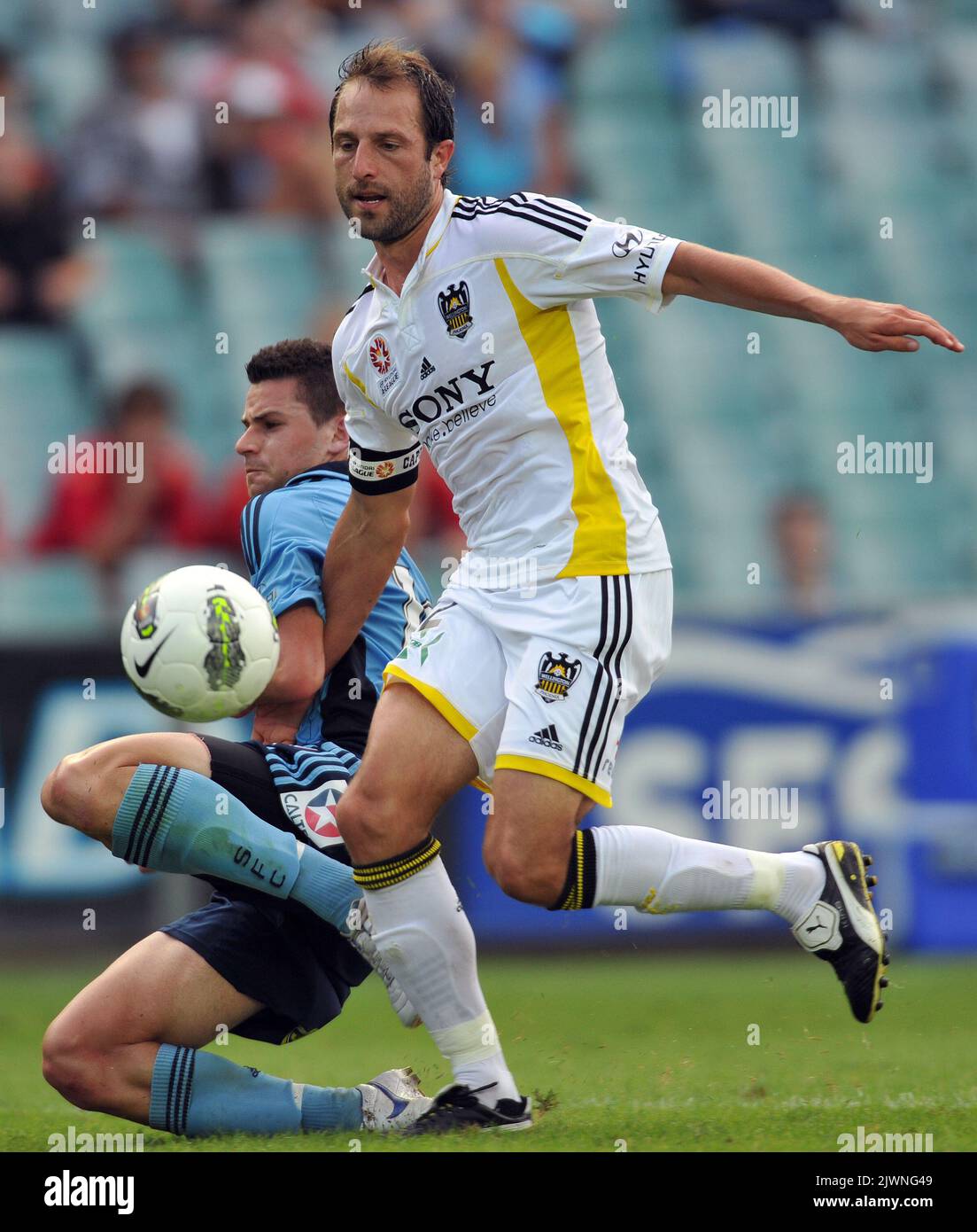 Sydney FC's Joel Chianese (left) and Andrew Durante of Wellington ...