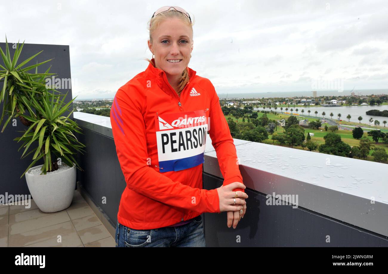 Australian hurdler Sally Pearson poses for a photos at the Blackman ...