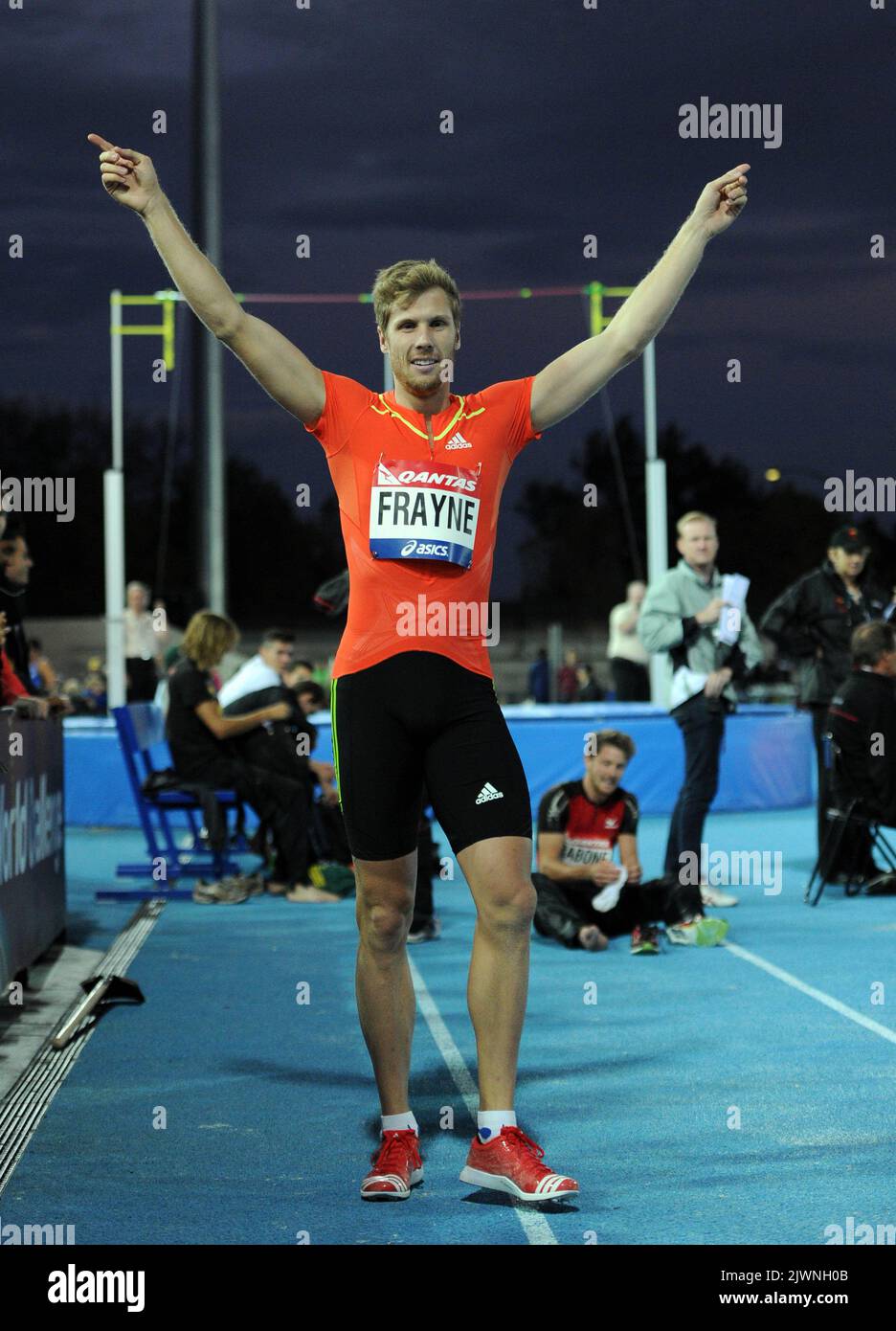 Henry Frayne of Australia reacts after winning the Mens Triple Jump at ...
