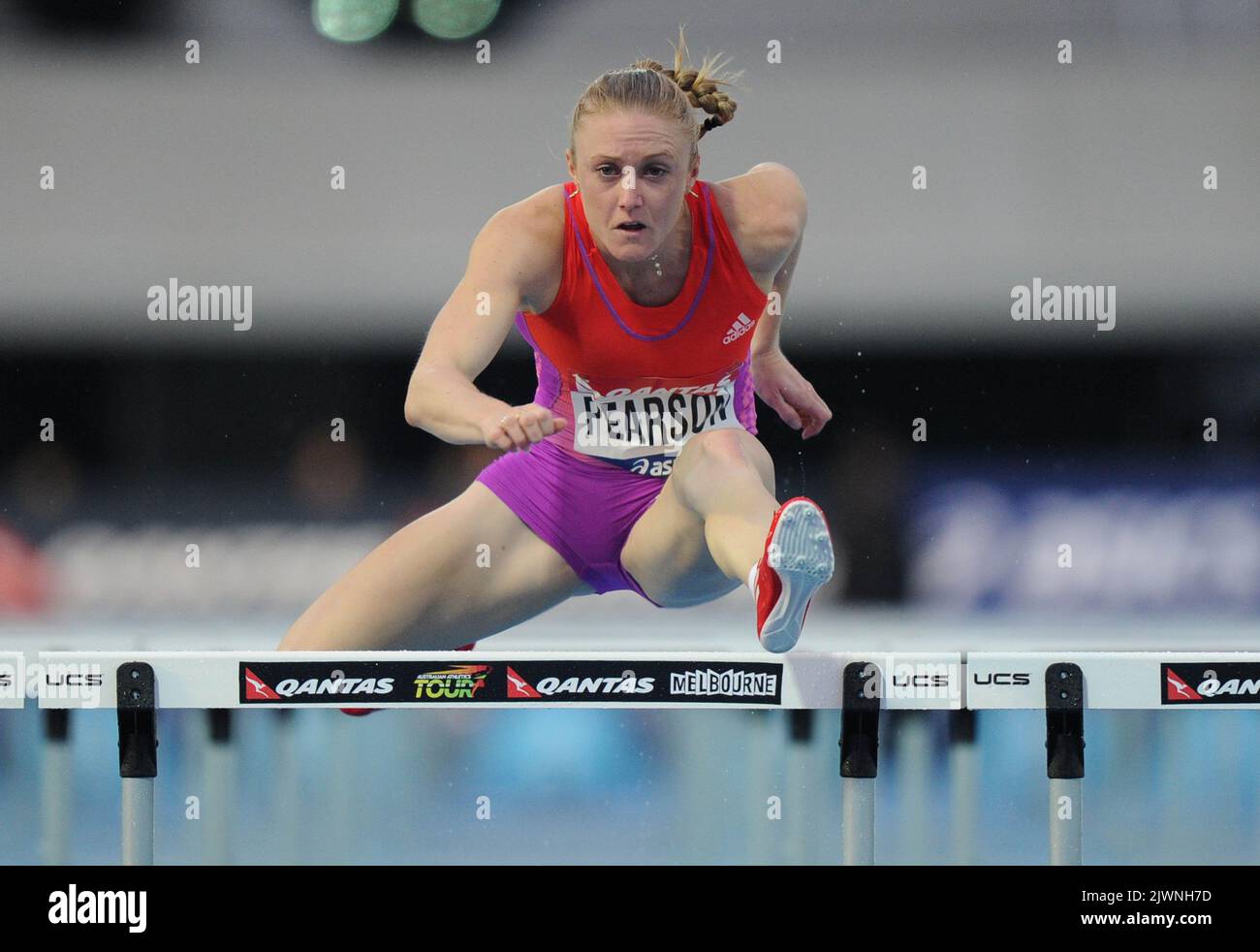 Sally Pearson of Australia in full flight on her way to winning the ...