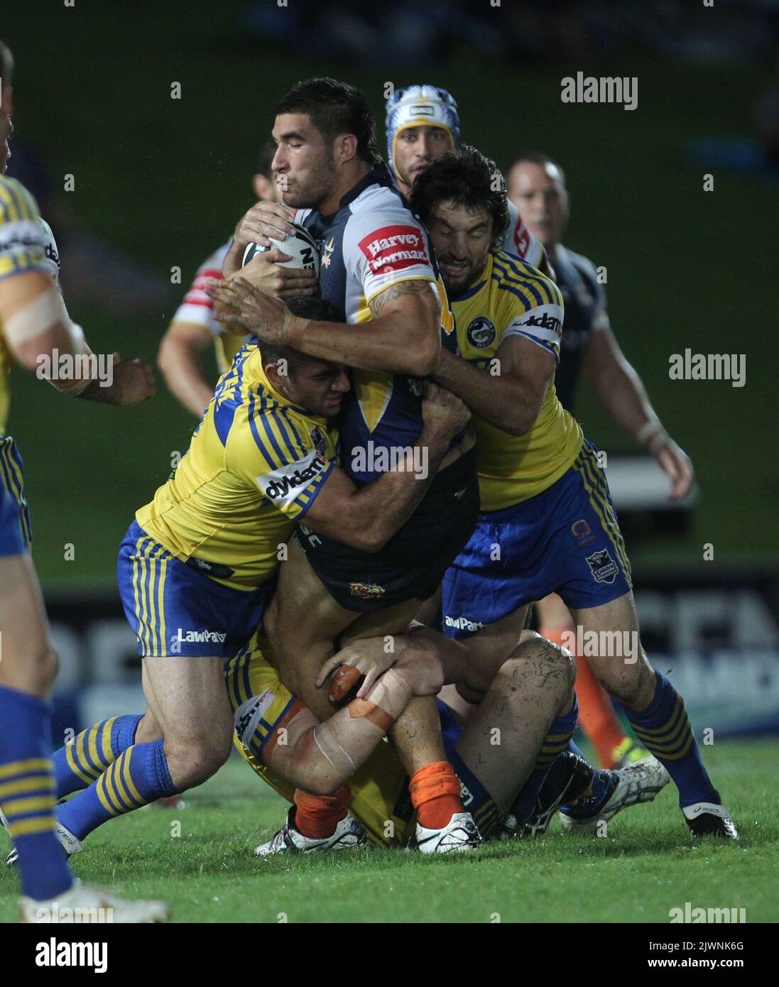 James Tamou wrapped up during NRL Rugby League match, Round 3, between ...