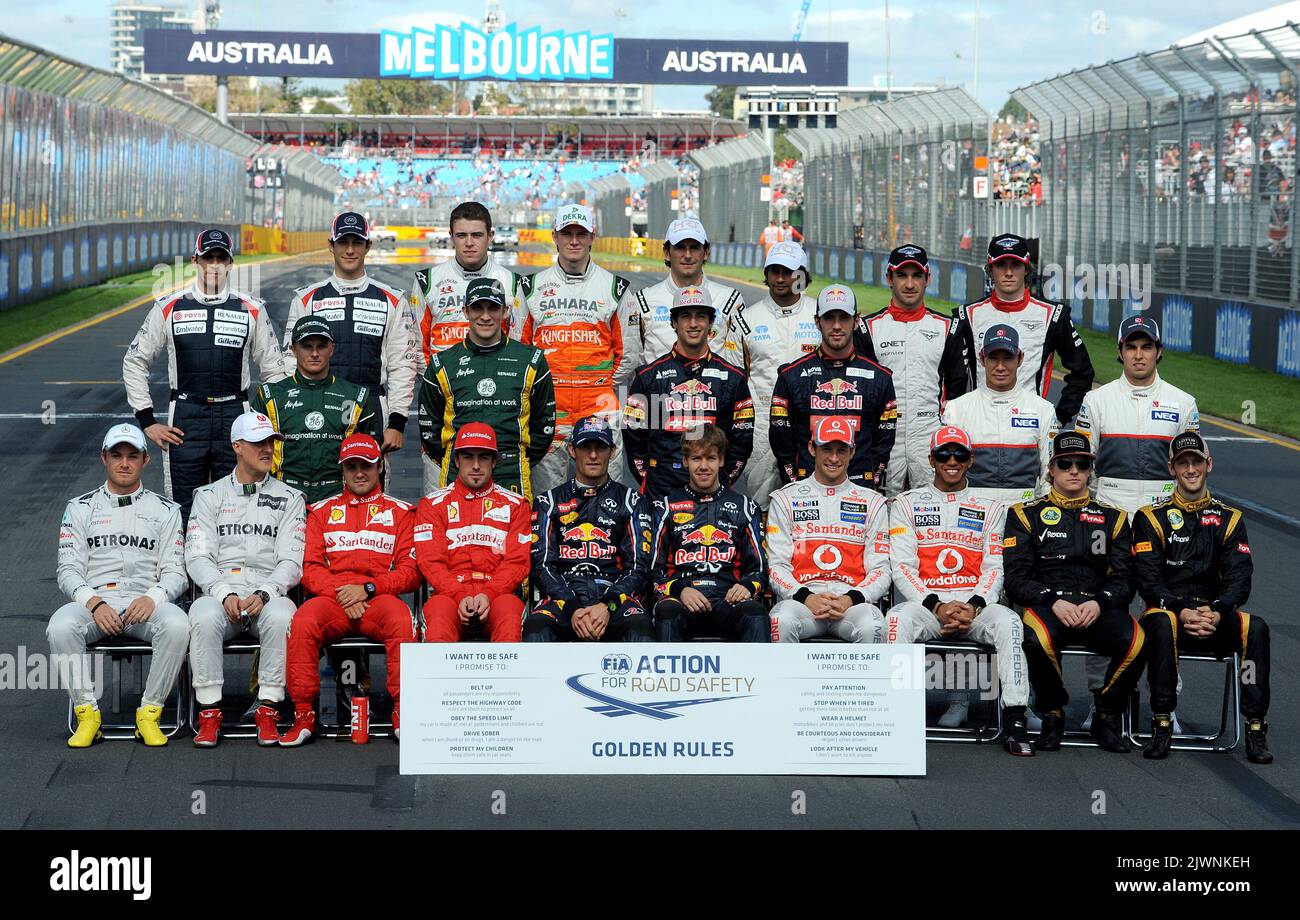 All Formula 1 drivers pose for the traditional drivers photo before the ...