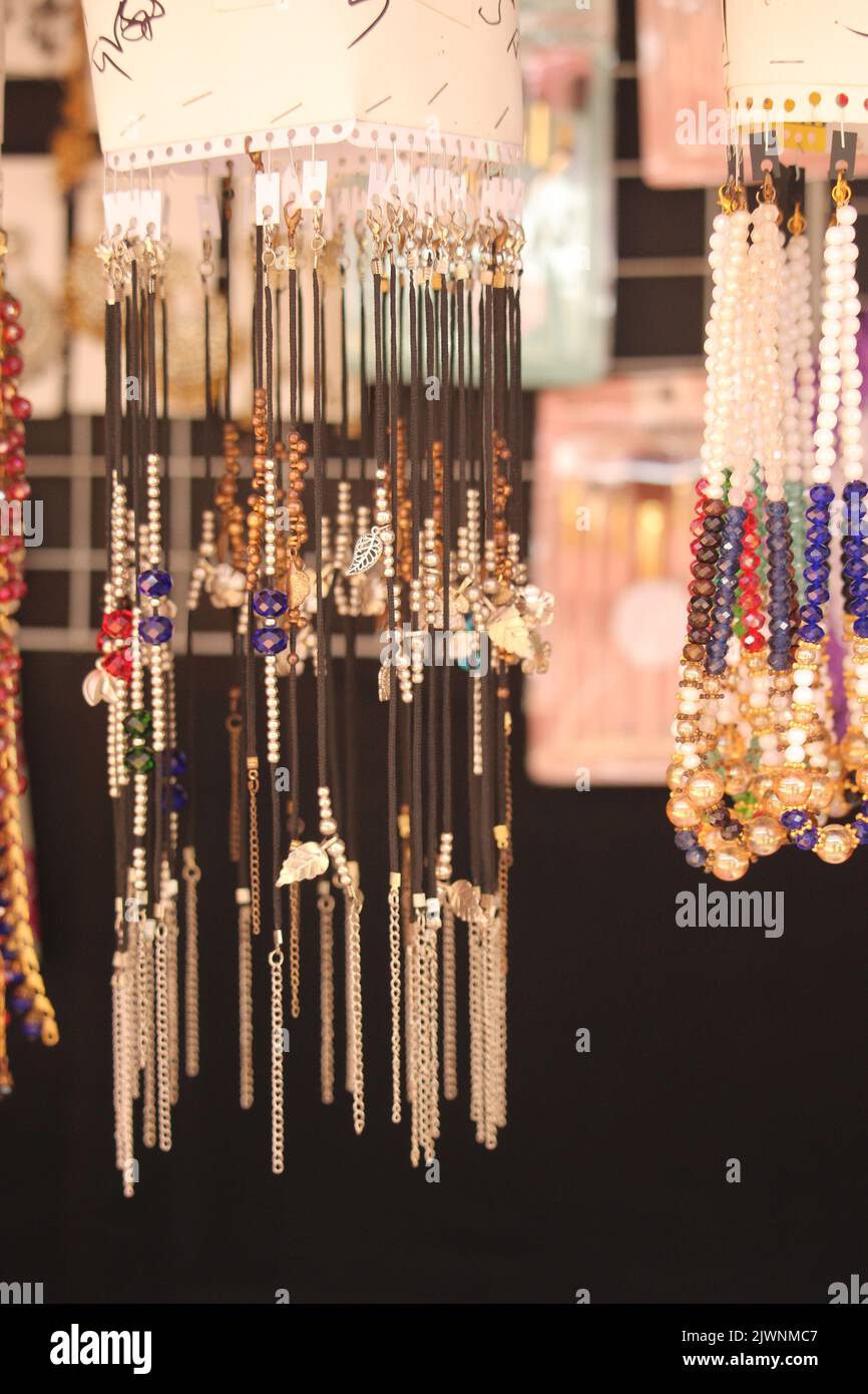 Jewelry on window display Stock Photo - Alamy
