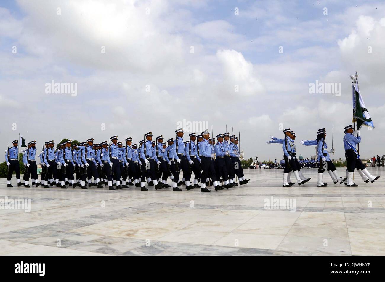 Pakistan Air Force cadets performing march past during change of guards ...