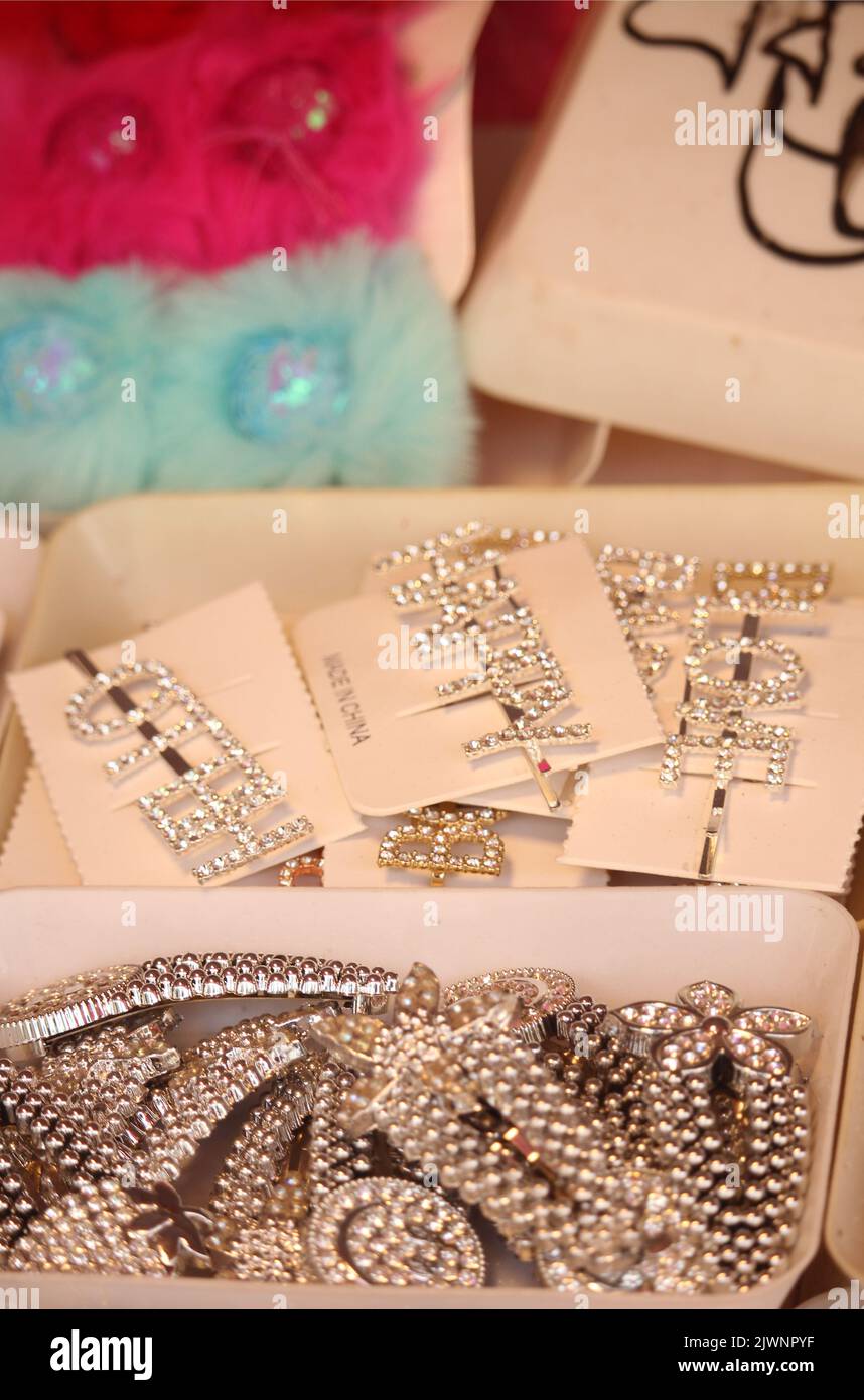 Jewelry on window display Stock Photo - Alamy