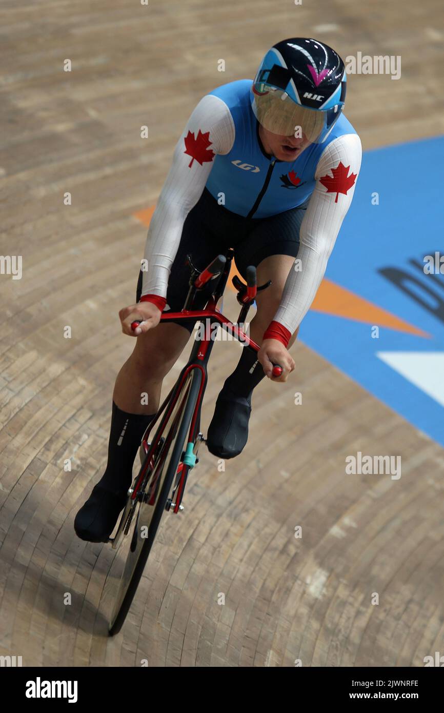 Riley PICKRELL of Canada in the Men's 4000m Individual Pursuit cycling ...