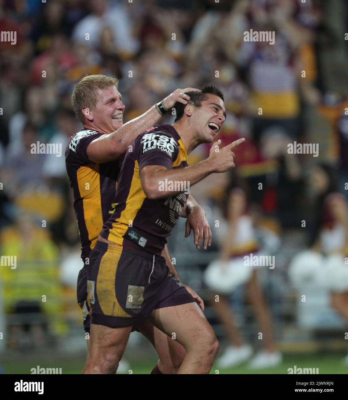 Ben Hannant and Corey Norman enjoy during the NRL Rugby League, Round 7 ...