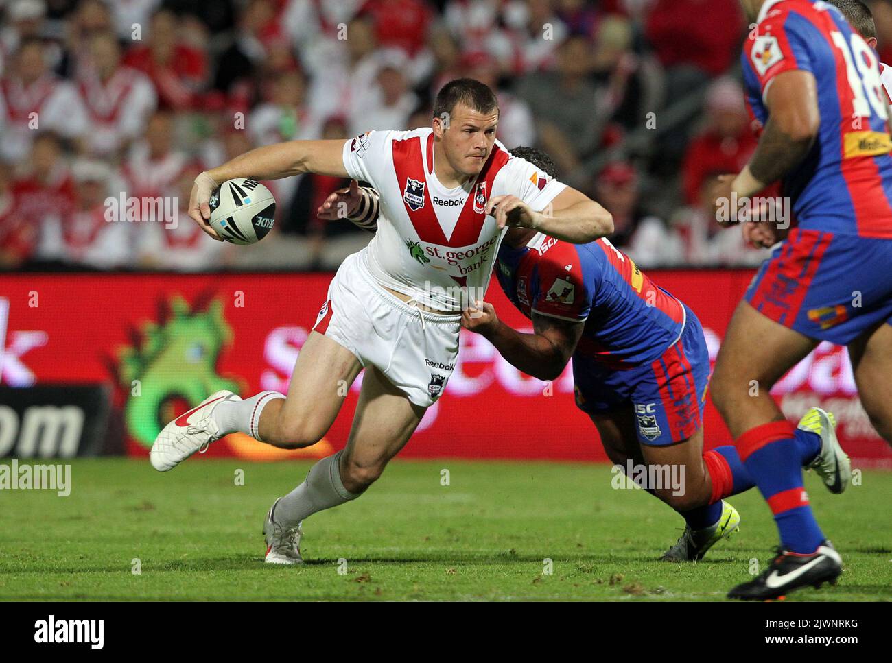 Brett Morris in action for the Dragons during the NRL Round 7 between Dragons v Knights held at ...