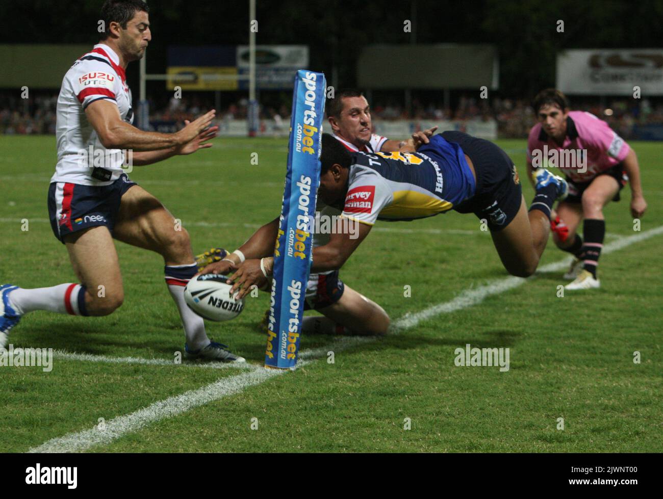 Kalifa Faifai Loa scores a wonder try in the corner during NRL Rugby ...